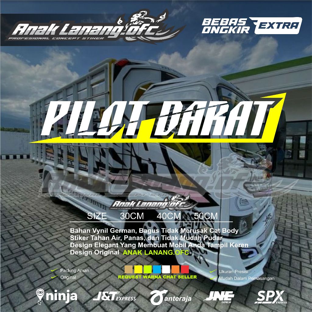 Jual Stiker kaca truk pickup pilot darat cutting stiker kaca truk ...