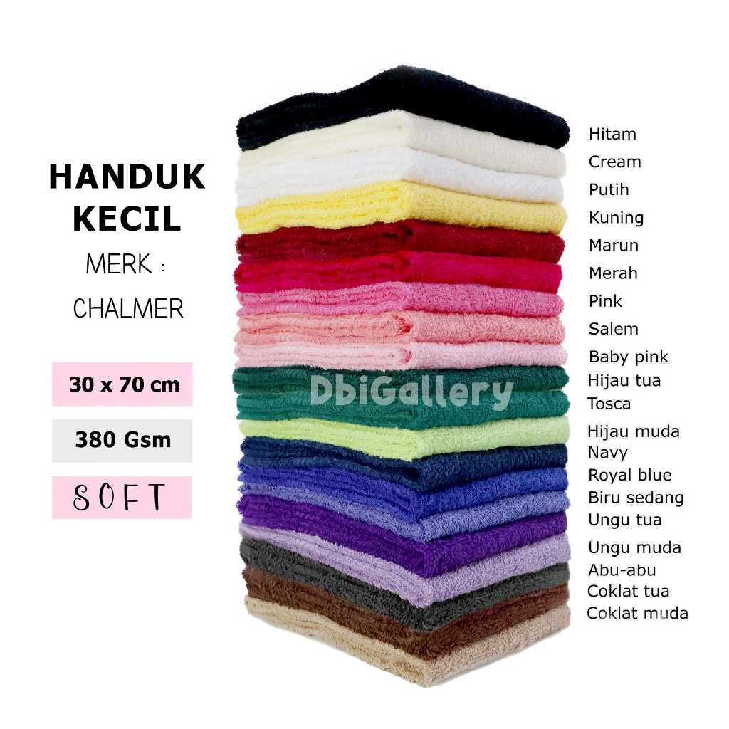 Jual Handuk Kecil 30x70 Merek Chalmer Banyak Warna Polos Handuk Salon ...