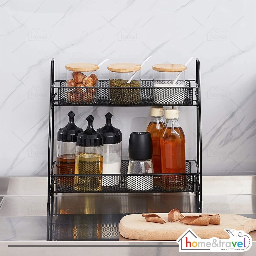 Jual Rak Dapur Tingkat 2 Susun Kitchen Set Bumbu Aesthetic Portable ...