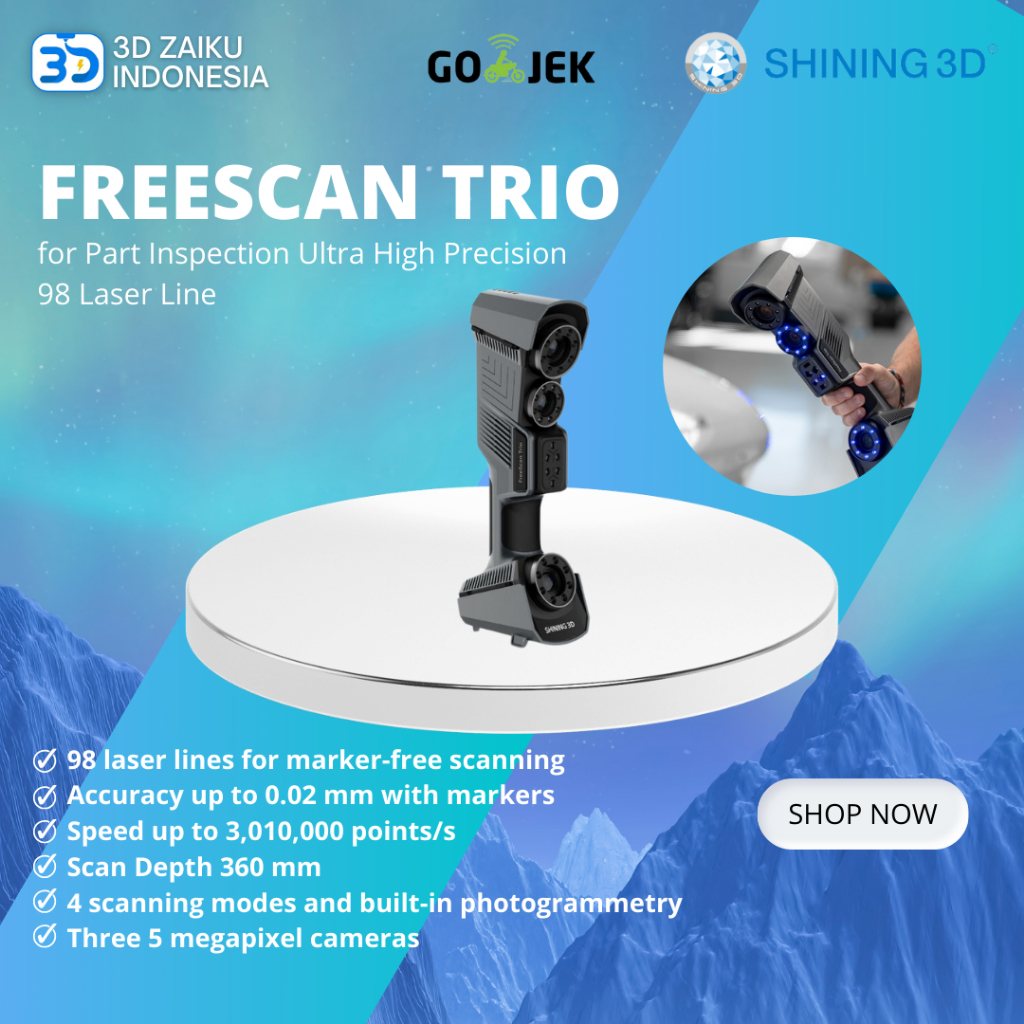 Jual Shining 3D Scanner Freescan Trio Metrodology for Part Inspection ...
