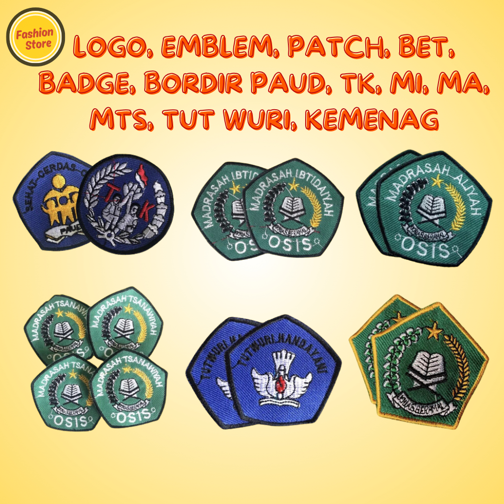 Jual Logo Patch Bet Bad Badge Bordir Paud, TK, MI, MA, MTS, Tut Wuri ...