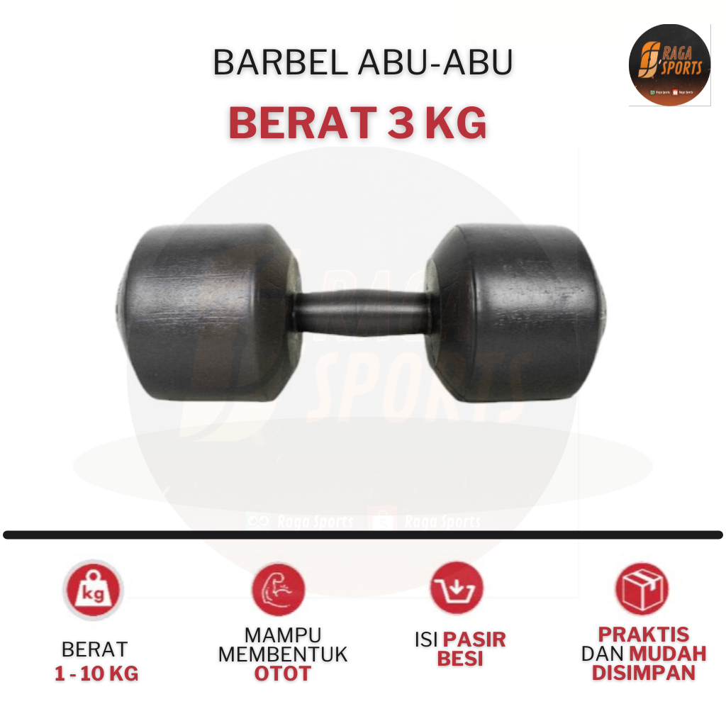 Jual RAGA SPORTS Barbel dumbel dumble plastik 3 KG KILO Abu-Abu ...