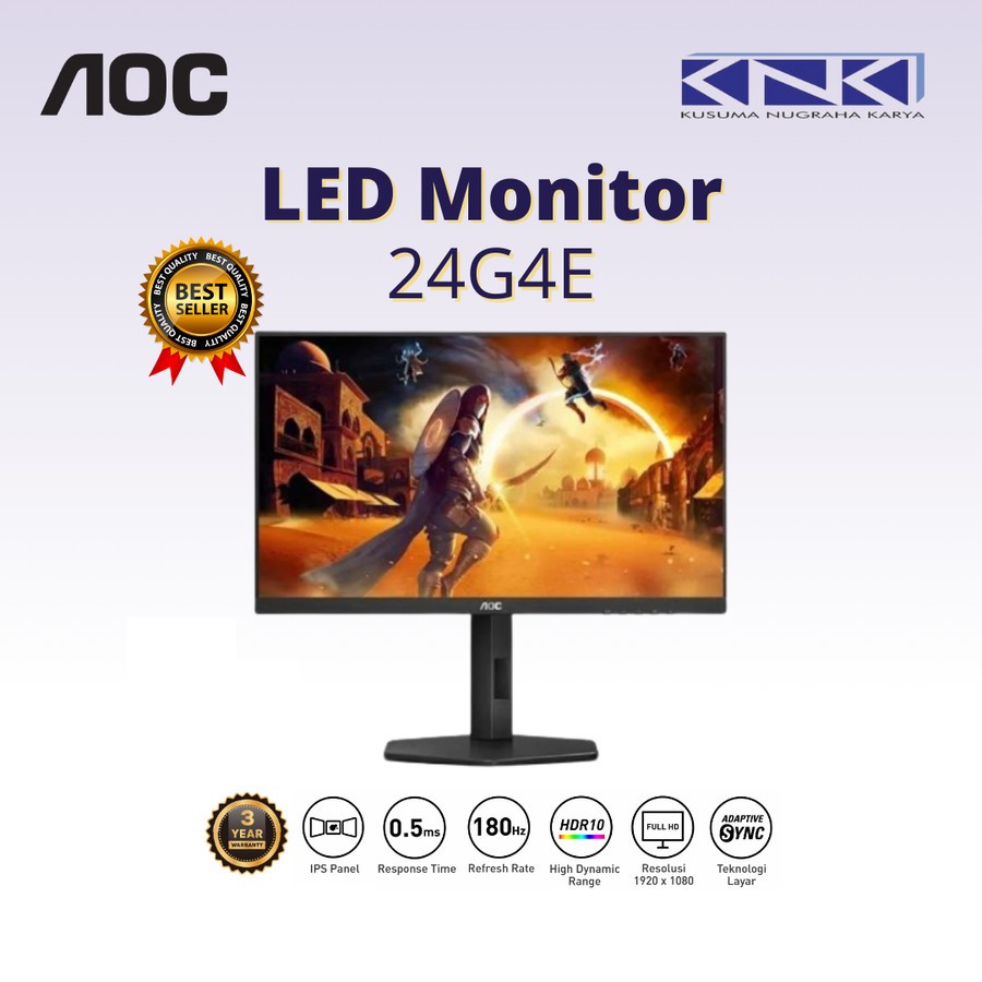 Jual LED AOC 24G4E 24" IPS 180Hz 0,5ms FHD HDR10 MONITOR GAMING ...