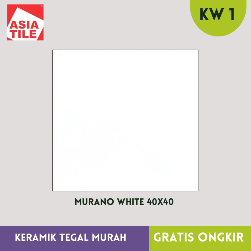 Jual Keramik Lantai Asia Tile 40x40 KW1 Putih Polos Murano White ...