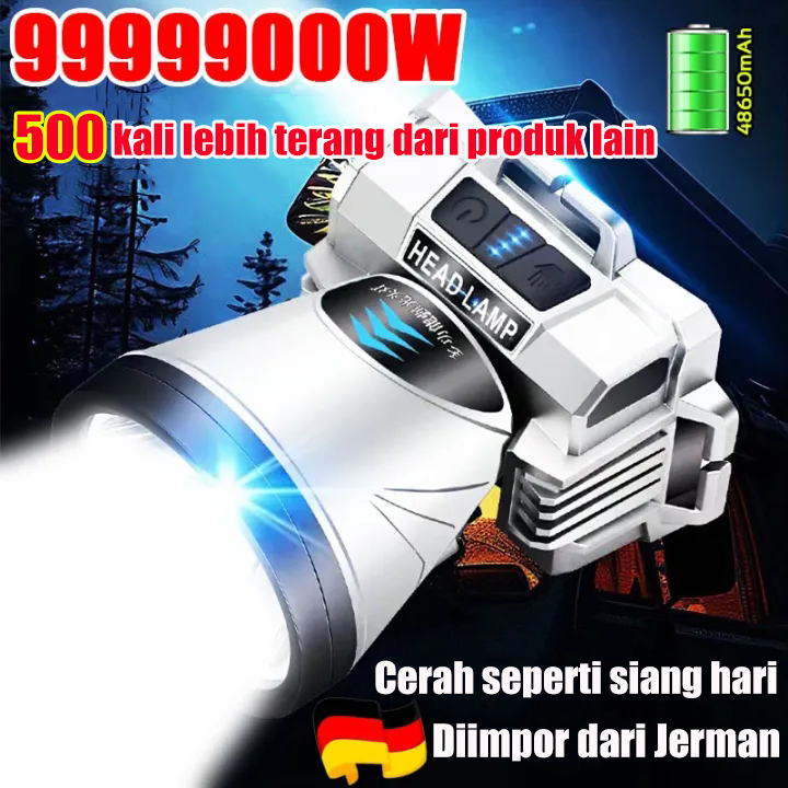 Jual 【COD】Super Terang Outdoor Anti Air Waterproof Zoom 500 WATT & LED Headlamp 500 Jam Senter ...