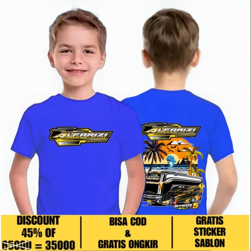 Jual Baju Kaos Anak BUS ALFARIZI JB5 FREE STIKER SABLON | Kaos Anak Laki-Laki, Perempuan Bus ...