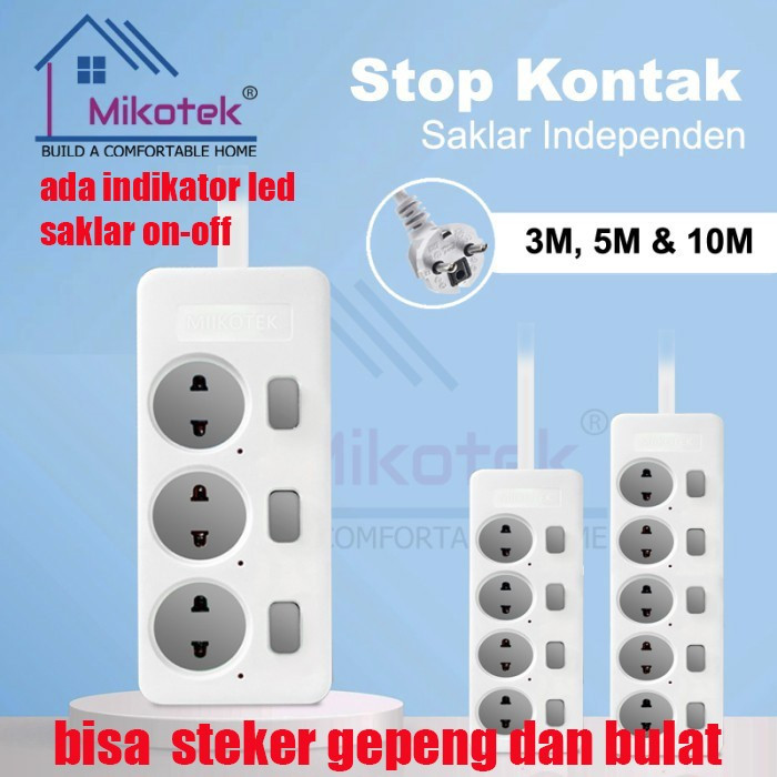 Jual Stop Kontak Kabel Switch Mikotek / Stop Kontak cable Saklar On Off ...