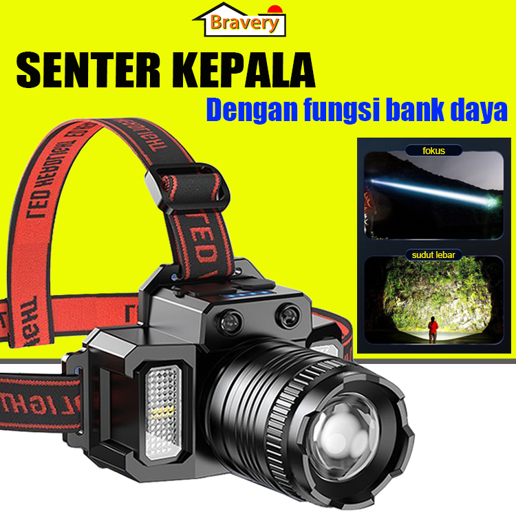 Jual Senter Lampu Kepala Super Terang Headlamp Led Rechargeable Zoom/ LED senter super terang ...