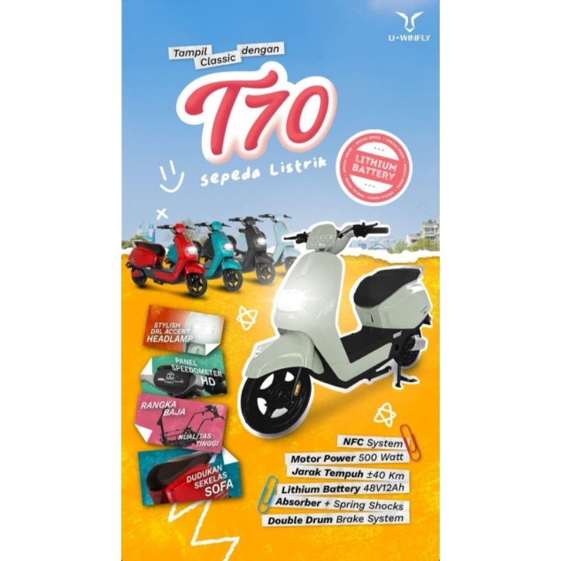 Jual sepeda listrik uwinfly d60 / d70 / m60 / m70 / m75 / t60 / t70 | Shopee Indonesia