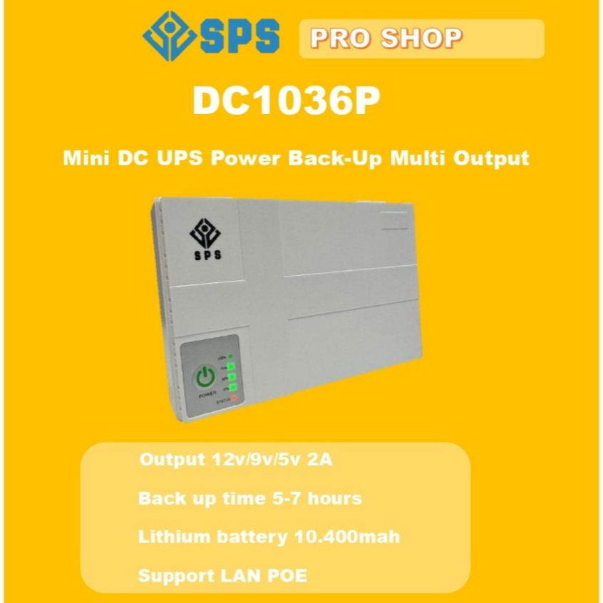 Jual Mini DC UPS SPS 1036P Uninterrupted 36W 10.400 mAh 12V, 9V, 5V kenika 12 Volt untuk WiFi ...