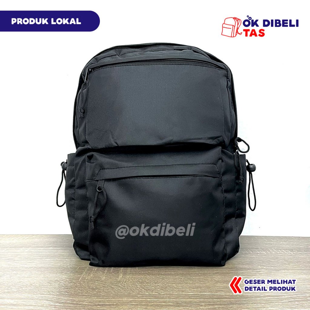 Jual OBRAL!!! Tas Ransel Hitam Polos Pria Wanita Tas Sekolah Tas Casual ...