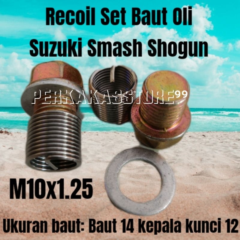 Jual Recoil Set Baut Oli Suzuki Smash Shogun M10x1.25 Baut Tap Oli Baut ...