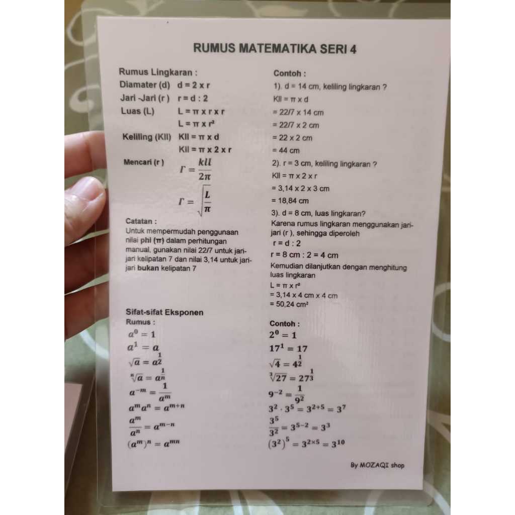 Jual Tabel Rumus Matermatika Seri 4 dan Seri 5 | Shopee Indonesia