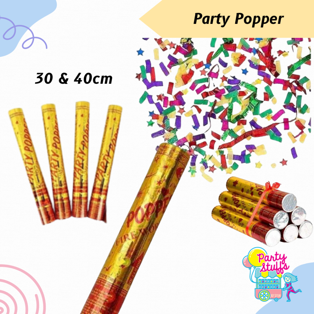 Jual Confetti party popper 30cm & 40cm (WAJIB pakai dus) | Shopee Indonesia