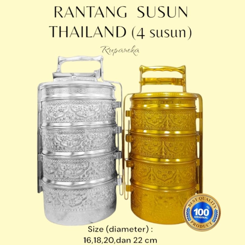 Jual RANTANG EMAS 4 SUSUN THAILAND ORIGINAL UKURAN 16 18 20 22 CM ...