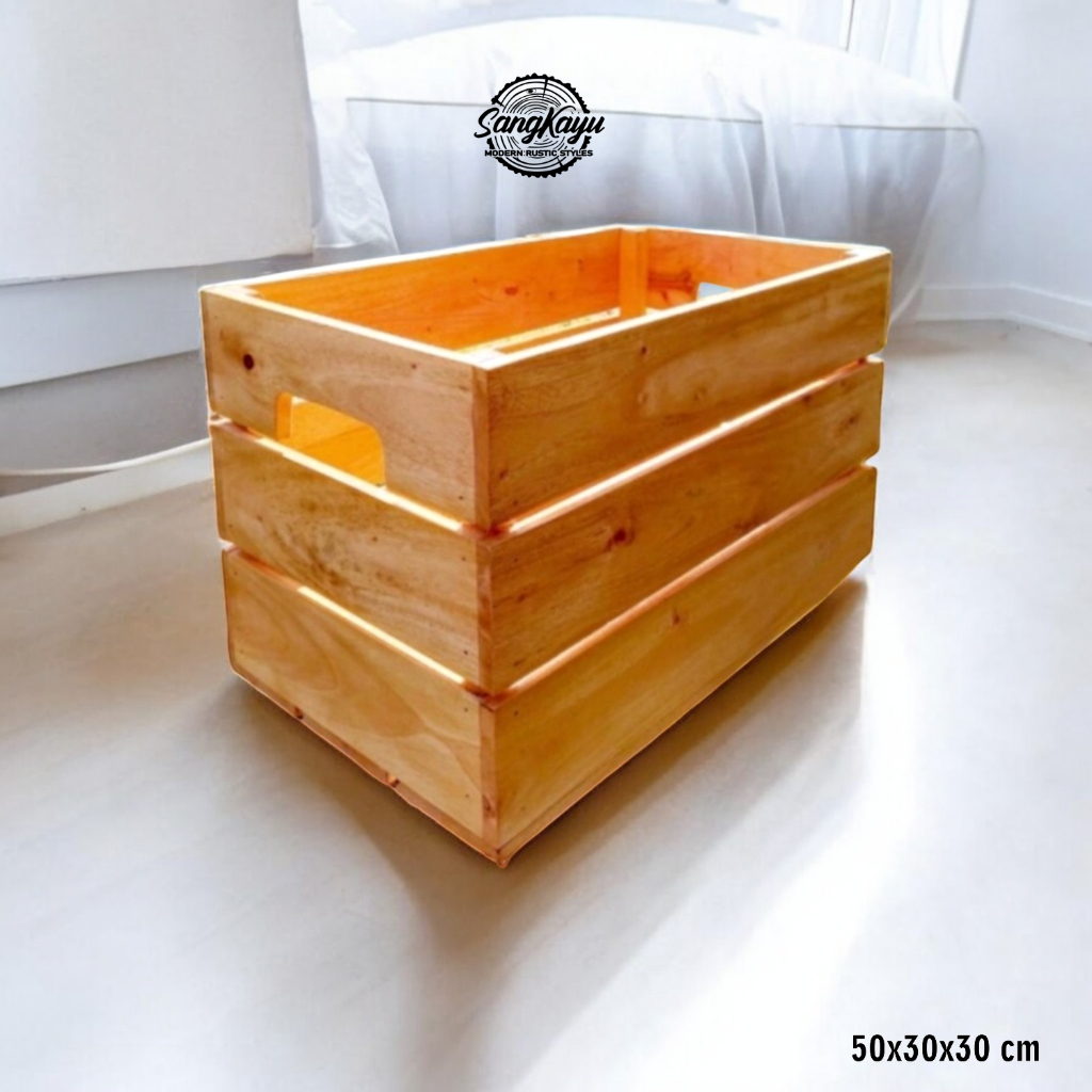 Jual SangKayu Wooden Crate 50x30x30 cm Peti Kayu Tempat Penyimpanan ...