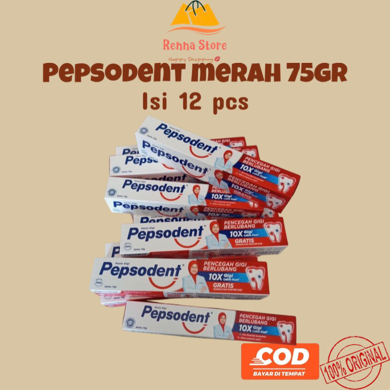 Jual PEPSODENT Merah 75gr (isi 12pcs) Mencegah Gigi Berlubang | Shopee ...