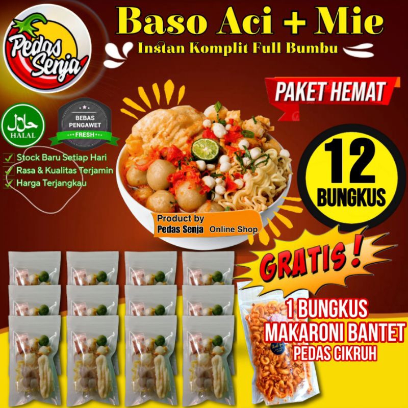 Jual Promo Paket Murah 12 Bungkus Baso Aci Instan Extra Mie Telor Full ...
