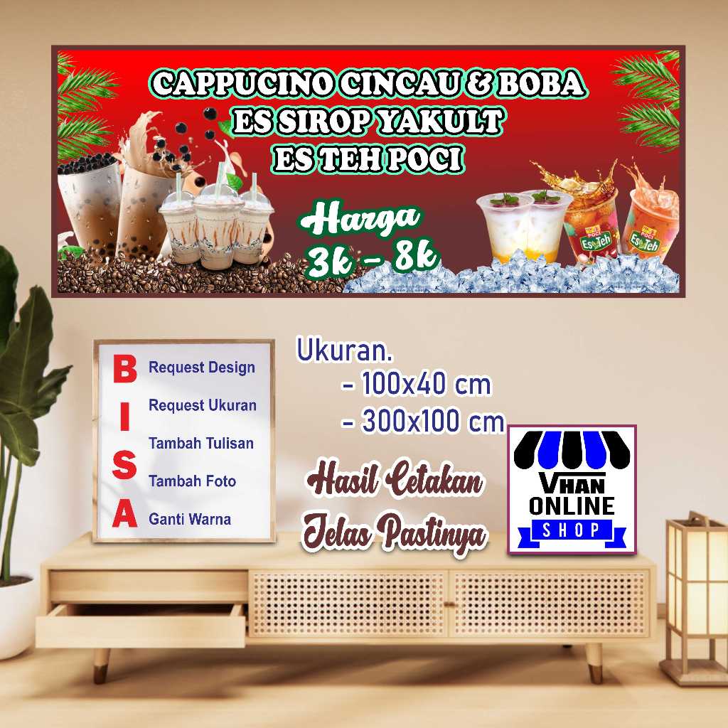 Jual Banner Spanduk Custom Capcin, Boba, Es Yakult dan Teh poci ...