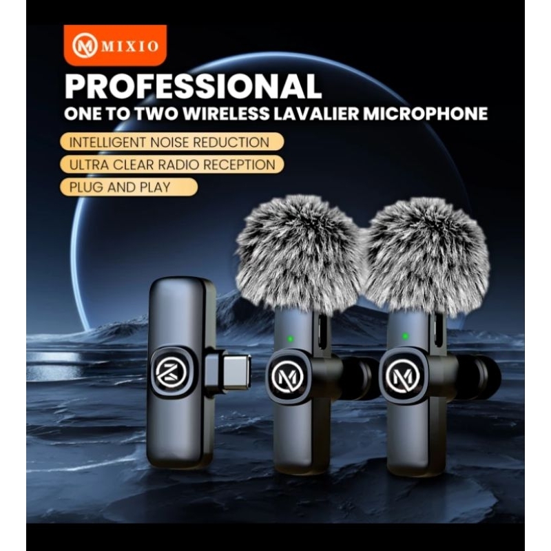 Jual MIXIO W13 W14 Mic Wireless Clip on Microphone Mikrofon Lavalier HP ...