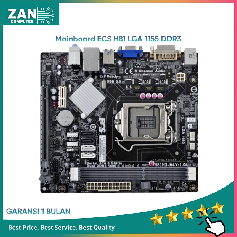 Jual Mainboard H81 LGA 1150 Intel ECS H81 DDR3 Support Gen4 ...