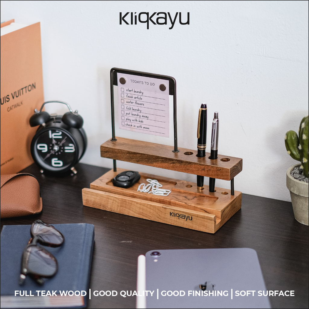Jual KLIQKAYU Wooden Note Stand 9x20 cm| Standing Memo Kayu Note ...