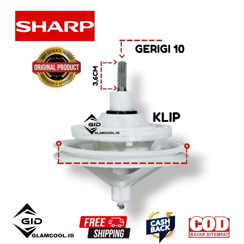 Jual GEARBOX MESIN CUCI SHARP 2 TABUNG ES-T95CL GIRBOX GEARBOX | Shopee ...