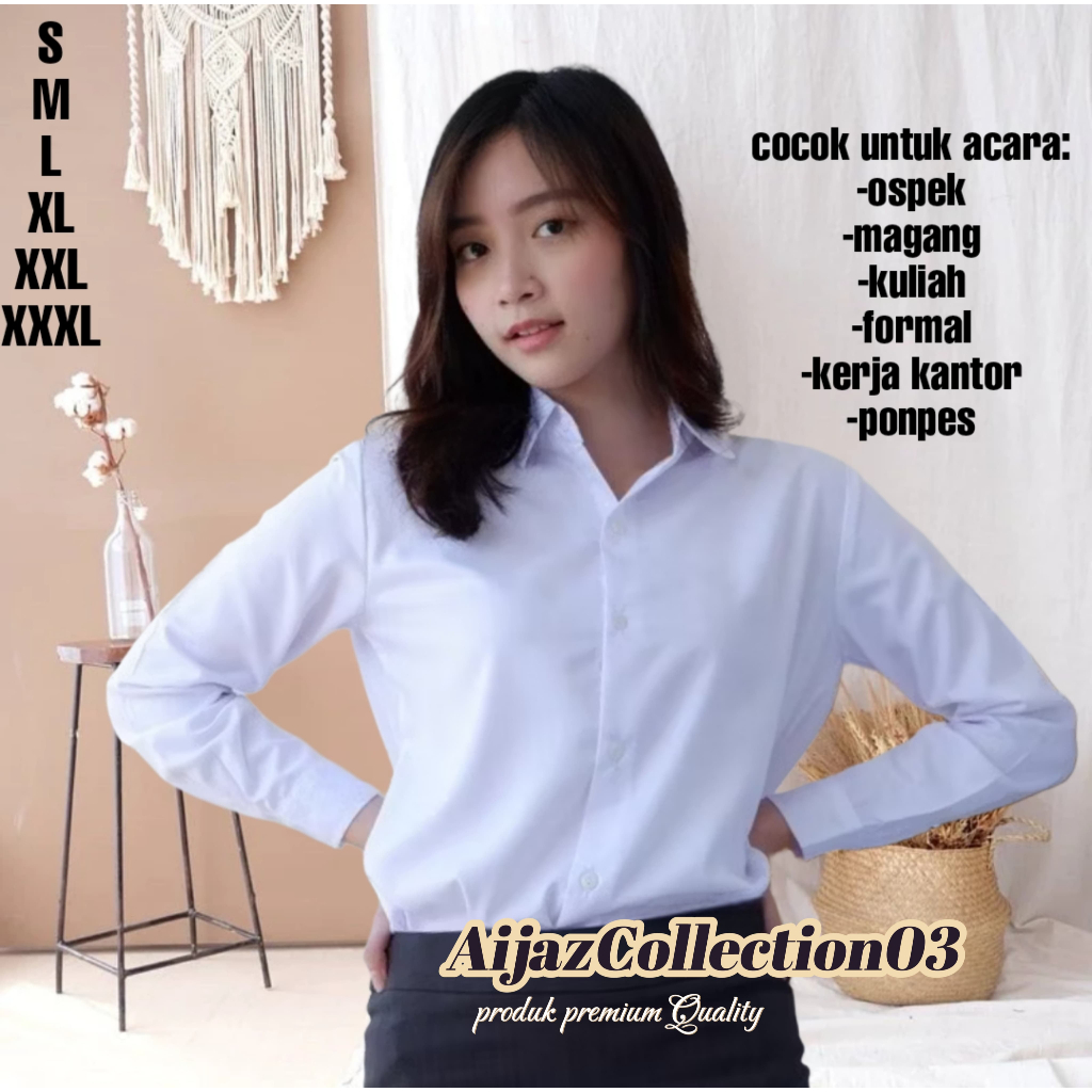 Jual Kemeja Putih Polos Wanita Formal - Atasan Putih Kerja Wanita ...