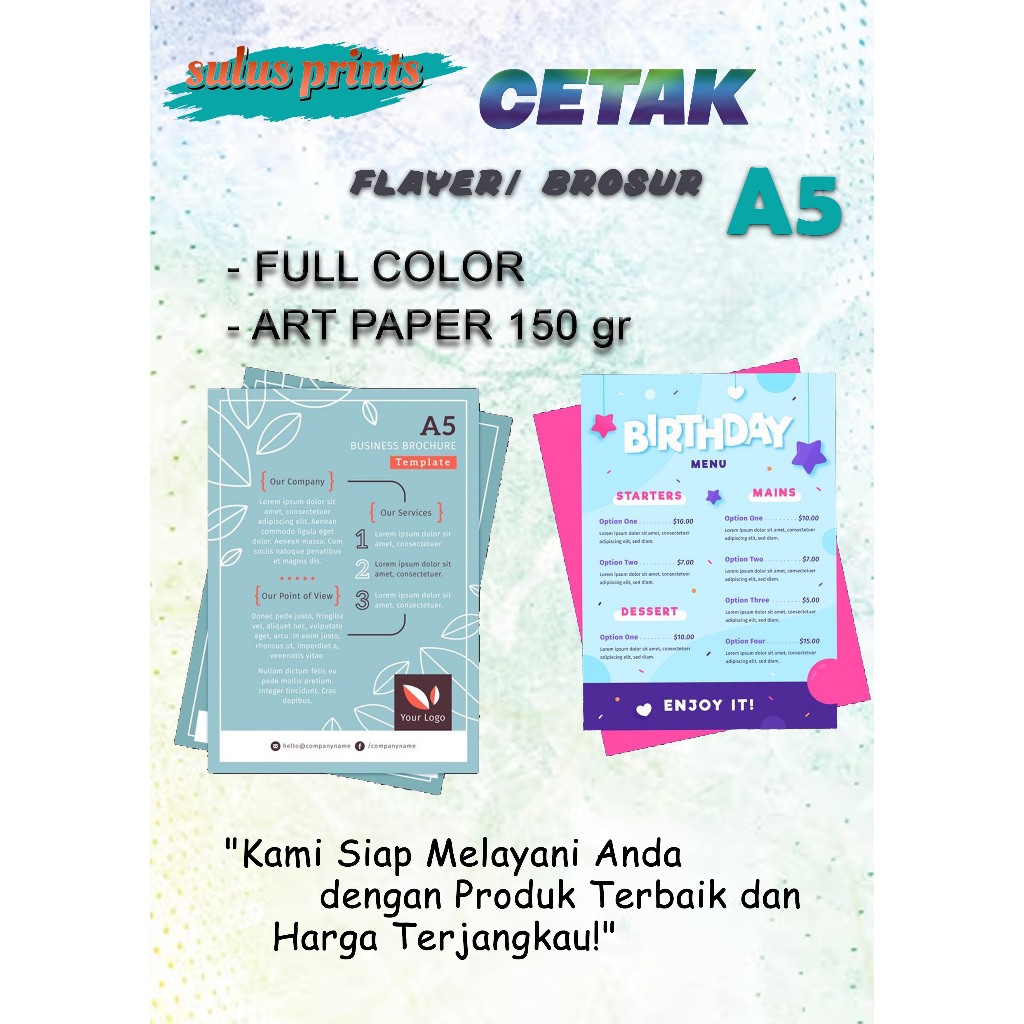Jual Cetak brosur / flayer A5 Full Colour | Shopee Indonesia