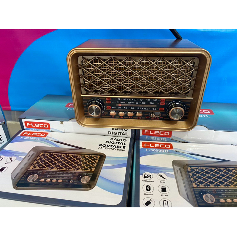 Jual Radio Fleco F3030BT Jadul Classic Wooden Multi Speaker Portable ...