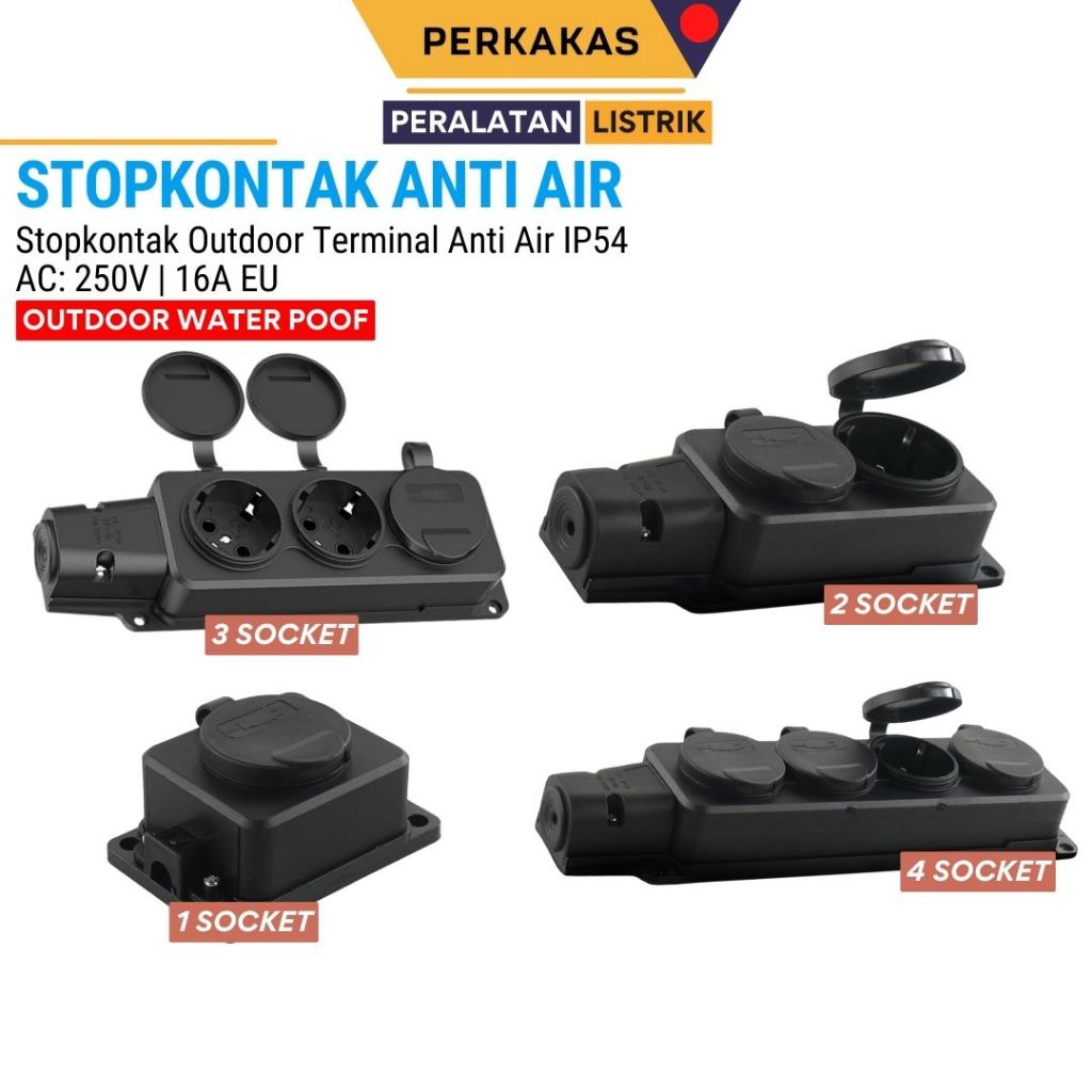 Jual Stop Kontak Outdoor Saklar Terminal Anti Air IP54 dengan Penutup ...
