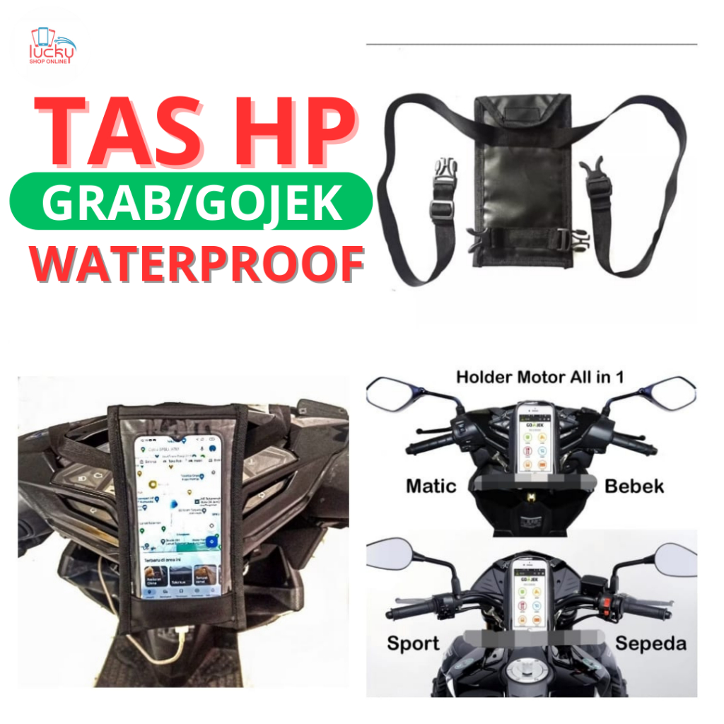 Jual Holder Hp Motor Full Mika Side Bag Waterproof Tas Ojol Grab Gojek Anti Air Multifungsi ...