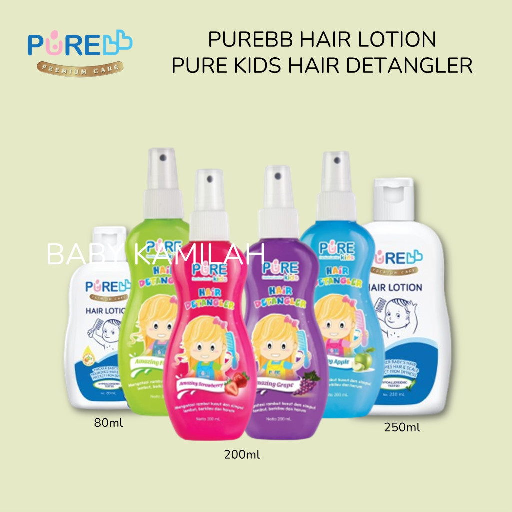 Jual PURE BB Hair Lotion 80ml 230ml - PURE Kids Hair Detangler 200ml ...