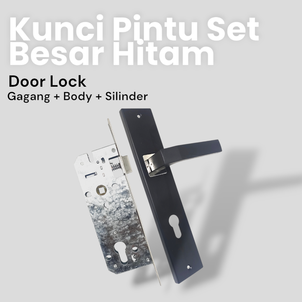 Jual Kunci Pintu Handle Besar Hitam | Handle Set Kunci Pintu Hitam ...