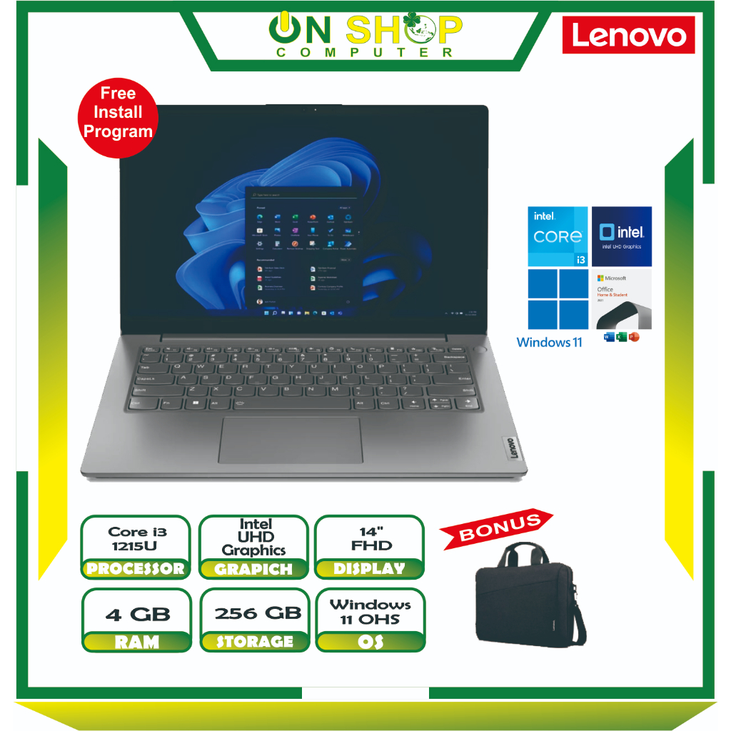 Jual LENOVO V14 G3 IAP Intel Core i3 1215U RAM 4GB SSD 256GB Iron Grey Tas | Shopee Indonesia