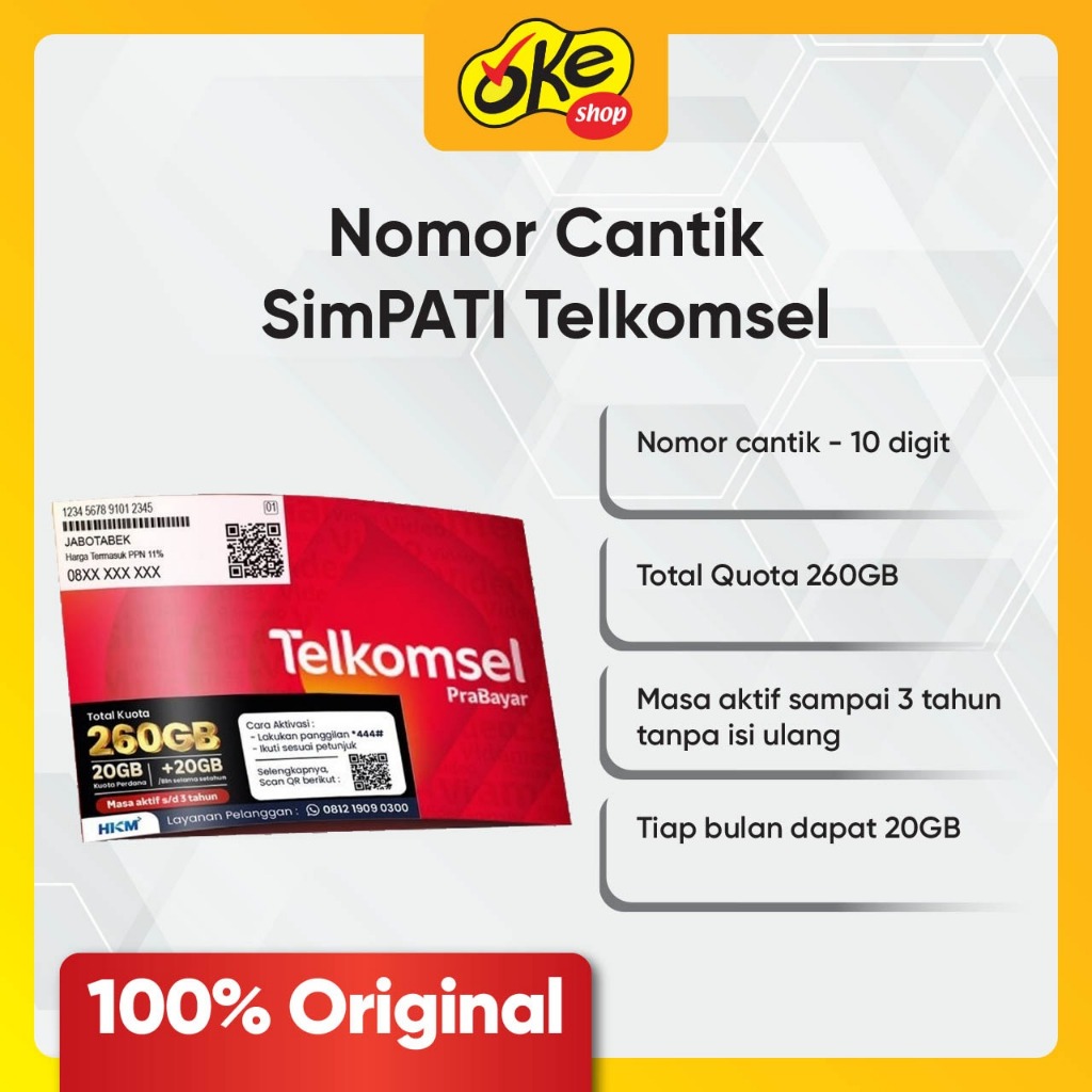 Jual Nomor Cantik Simpati Telkomsel (Nomor 10 Digit Prabayar) | Shopee Indonesia