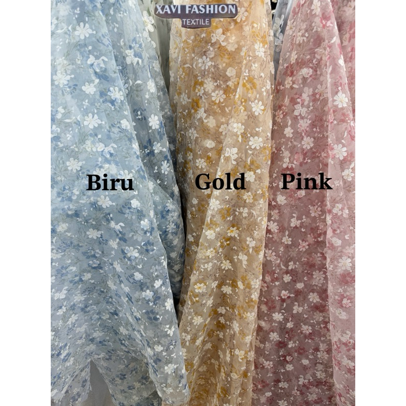 Jual Kain Organza Premium Silk Bunga Timbul Motif || Harga Per Setengah ...