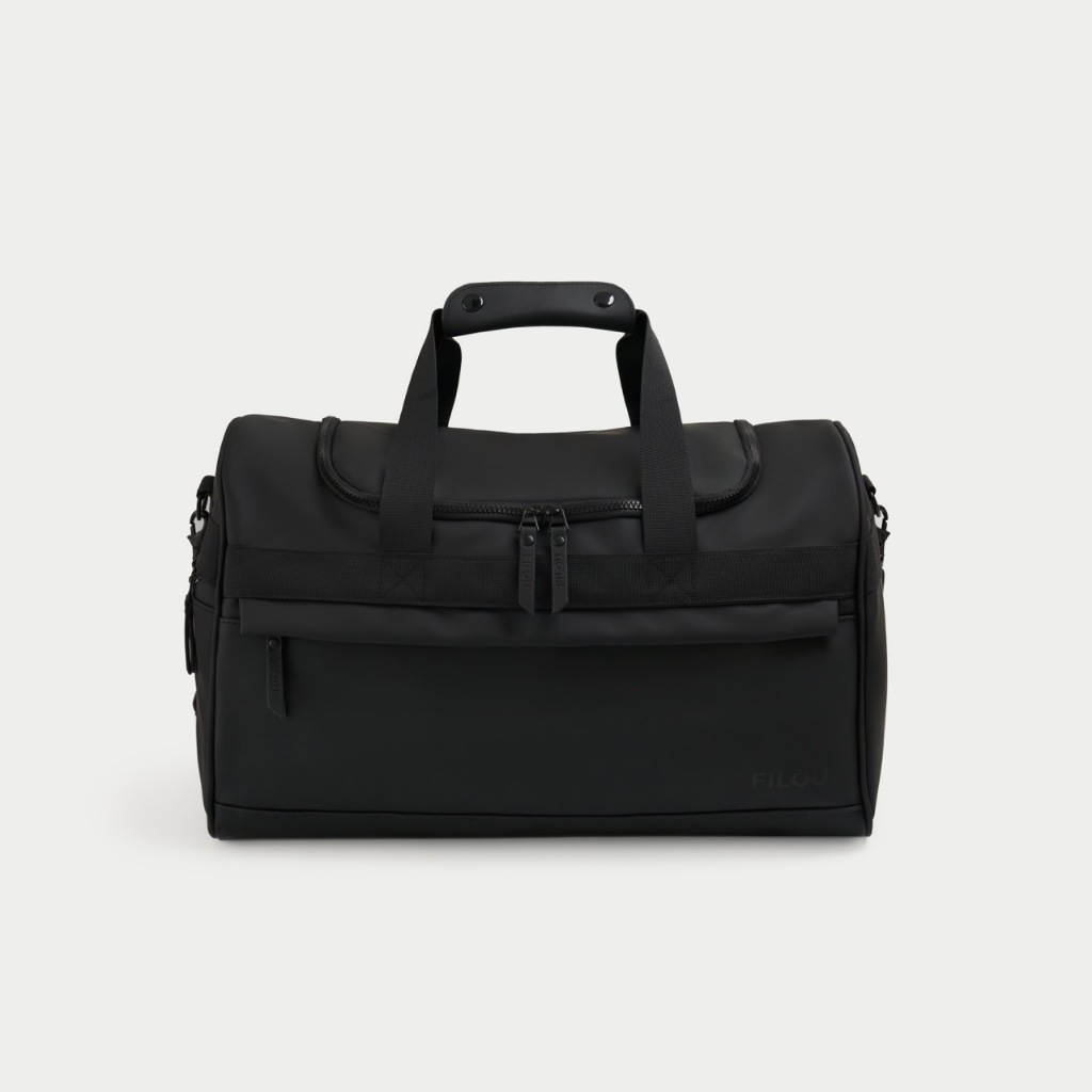 Jual FILOU duffle bag tas gym olahraga kulit PU leather black hitam ...