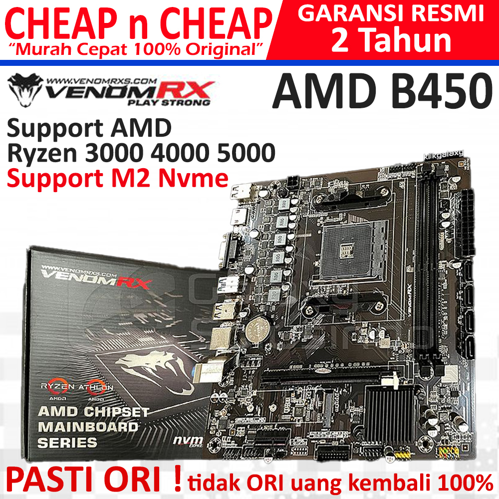 Jual VenomRX B450 M2 Nvme - Motherboard AM4 AMD Ryzen 3 4 5 M.2 Venom RX | Shopee Indonesia