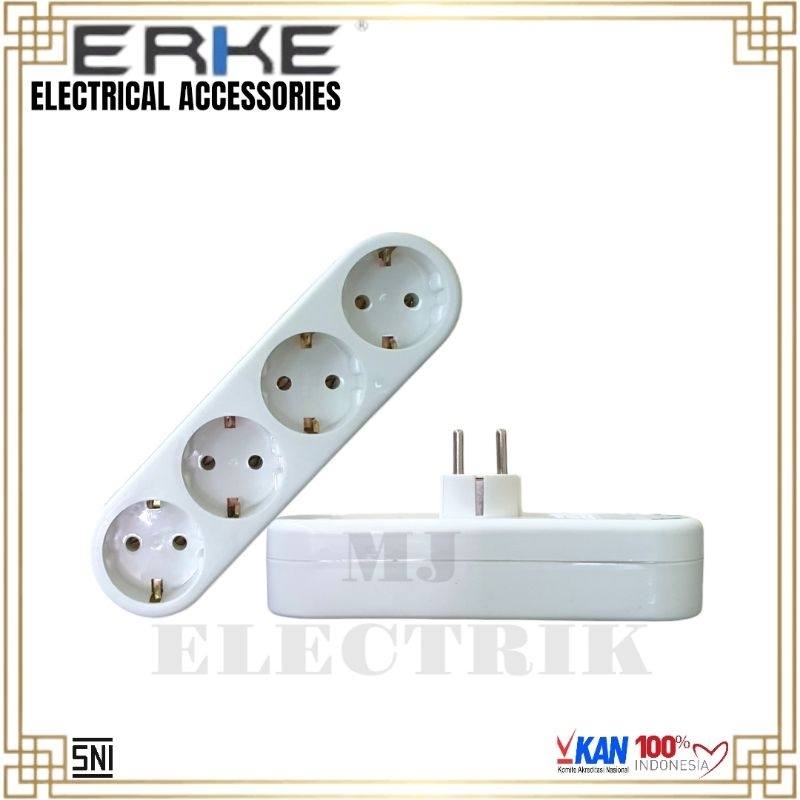 Jual ERKE Stop kontak 4 Lubang + Steker Arde / T Multi 4 Lubang | Shopee Indonesia