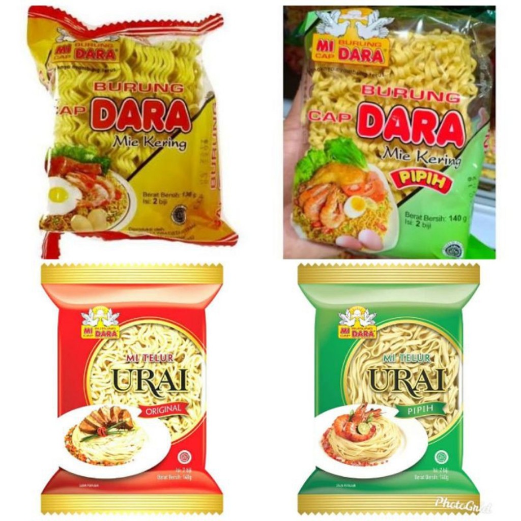 Jual Noodle / Mie Telur Burung Dara 140 Gram Variasi Pipih, Gandum, Mie Urai 136 Gram Variasi ...