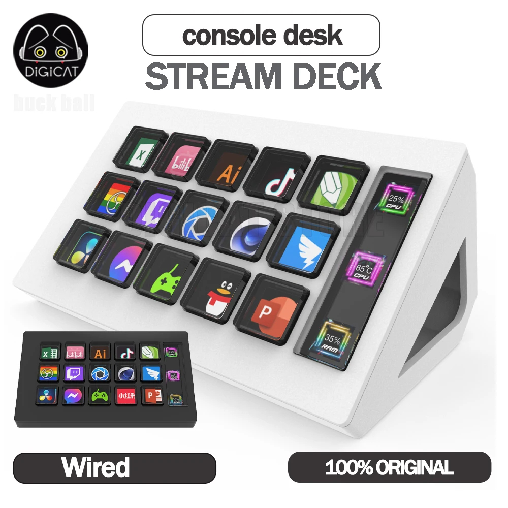 Jual StreamDeck Mini Visual Keyboard LCD Button 15Keys Live Content Creation Controller Stream ...