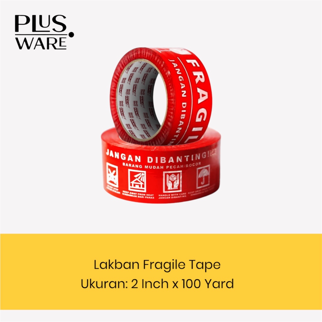Jual Lakban Fragile Tape 2 Inch 100 Yard Perekat Selotip Besar Premium ...