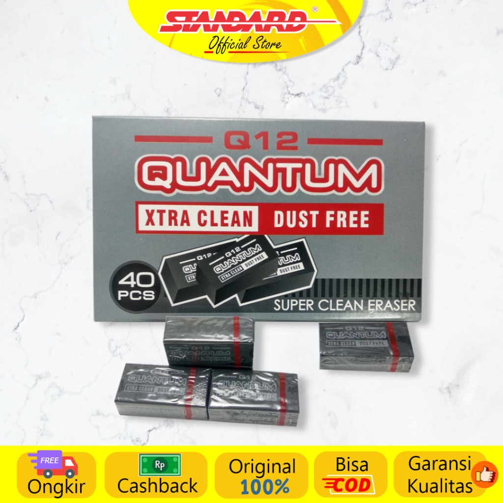 Jual Standard Quantum Eraser - Q12 Warna Hitam / Q10 Warna Putih Isi 40 ...