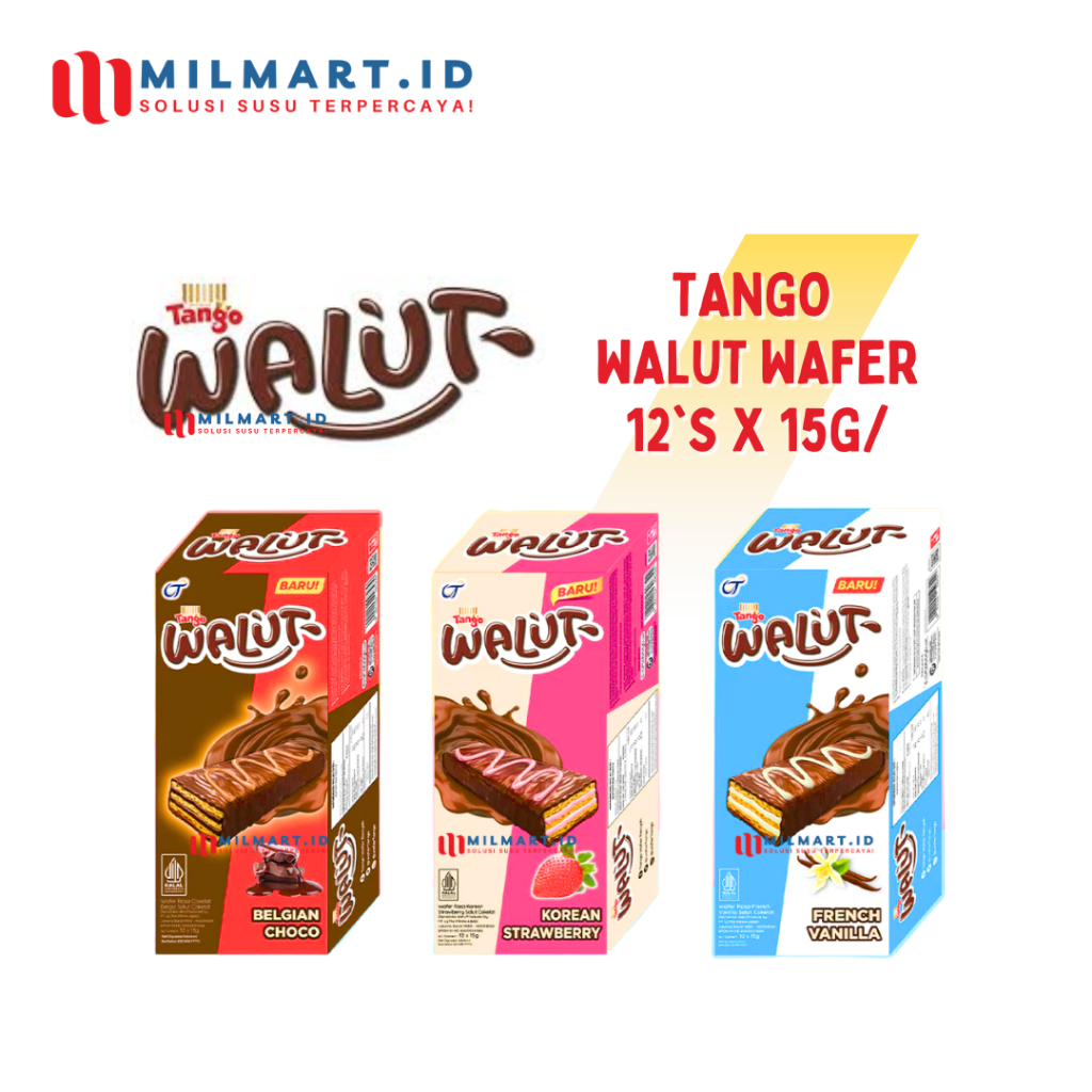 Jual TANGO WALUT BELGIAN CHOCO 12'S X 15G WAFER CHOCOLATE VANILLA ...