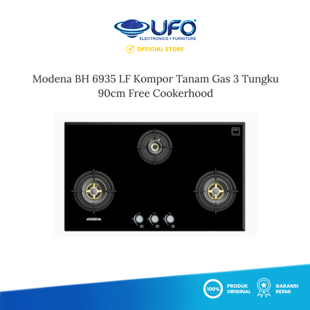 Jual Modena BH 6935 LF Kompor Tanam Gas 3 Tungku 90cm Free Cookerhood ...