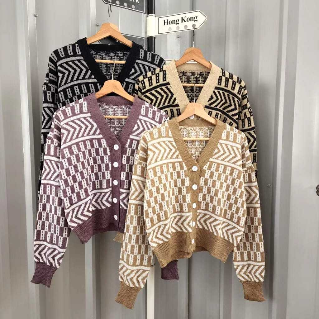 Jual Outer Arrow Cardigan Rajut Monochrome Tebal Rajut Wanita Korean ...