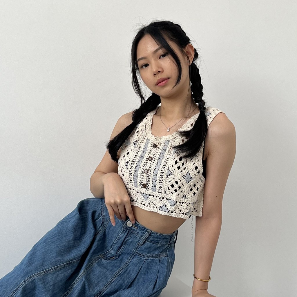 Jual KAMALA Minji Top - Korean Lace Crop Top Vest - Atasan Rompi Rajut Wanita Import - Outer ...