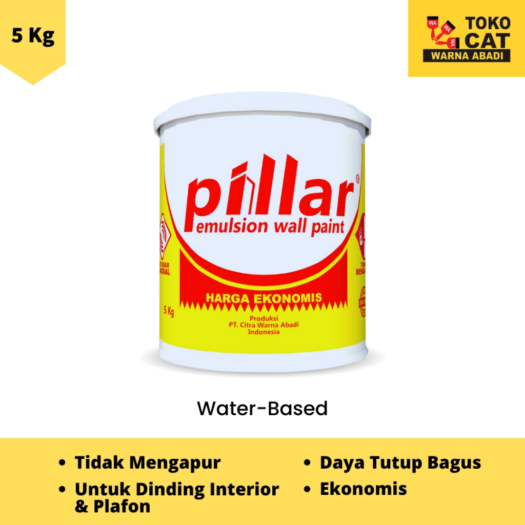 Jual CAT TEMBOK INTERIOR MERK PILLAR 5 KG ( CAT TEMBOK & GYPSUM ...