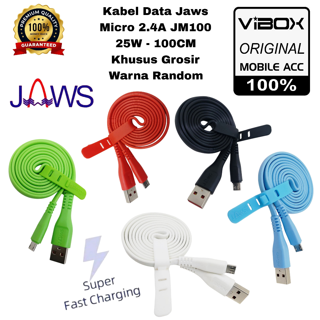 Jual ( Non Pack ) JAWS Kabel Data Macaron Micro USB V8 /1 Meter 2a ...
